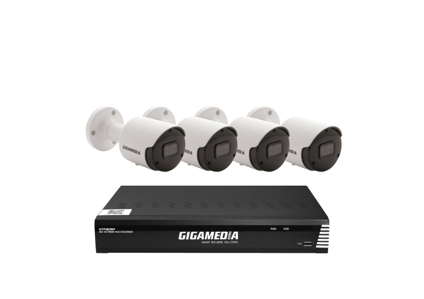 Kit vidéo surveillance 5MP 4 caméras tubes + 1 NVR PoE 8 canaux + 2 To ...